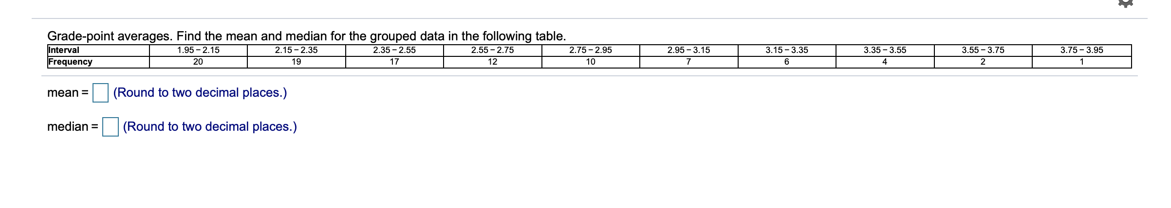 Solved Grade-point averages. Find the mean and median for | Chegg.com
