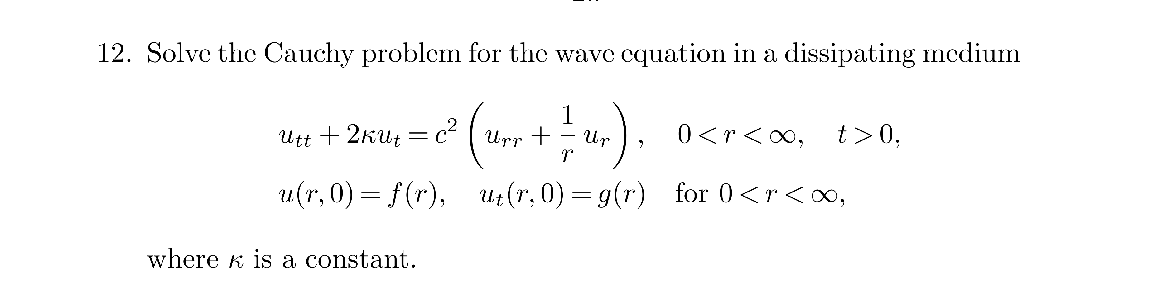Solved 2. Solve the Cauchy problem for the wave equation in | Chegg.com