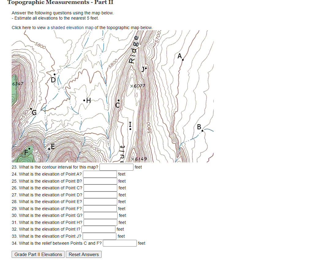 Solved Topographic Measurements - Part II Answer the | Chegg.com
