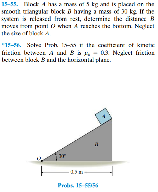 Solved 15–55. Block A has a mass of 5 kg and is placed on | Chegg.com