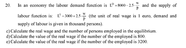 Solved 20. In an economy the labour demand function is L' | Chegg.com
