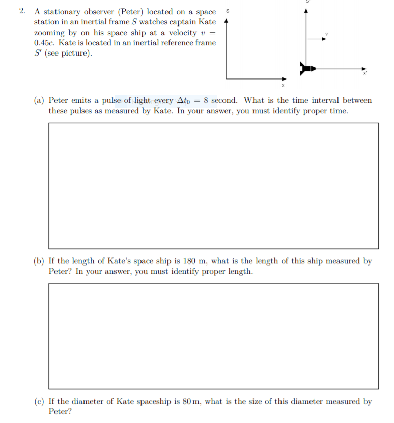 Solved 2. s A stationary observer (Peter) located on a space | Chegg.com