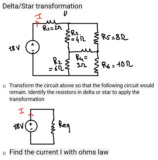 Solved Delta/Star transformation I D u Re=2r SRs. =41 RS-81 | Chegg.com