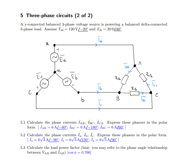 Solved 4 Three-phase circuits (1 of 2) A balanced | Chegg.com