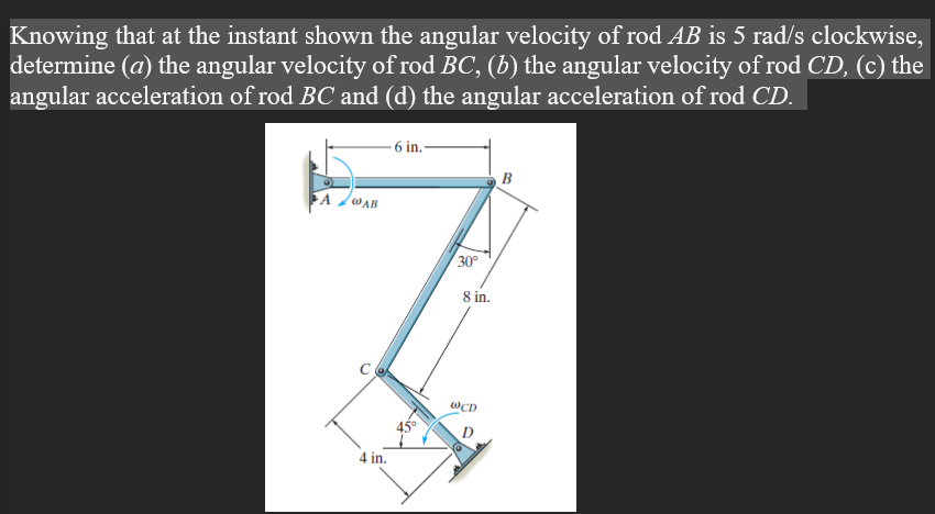 Solved Knowing that at ﻿the instant shown the angular | Chegg.com