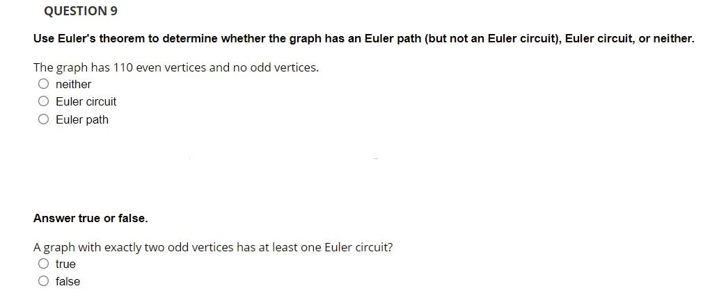 Solved QUESTION 9 Use Euler's theorem to determine whether | Chegg.com