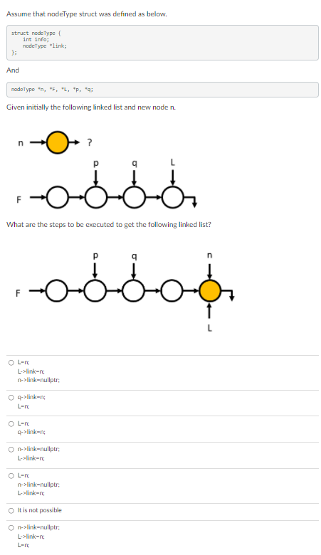 Solved Assume That Nodetype Struct Was Defined As Below 