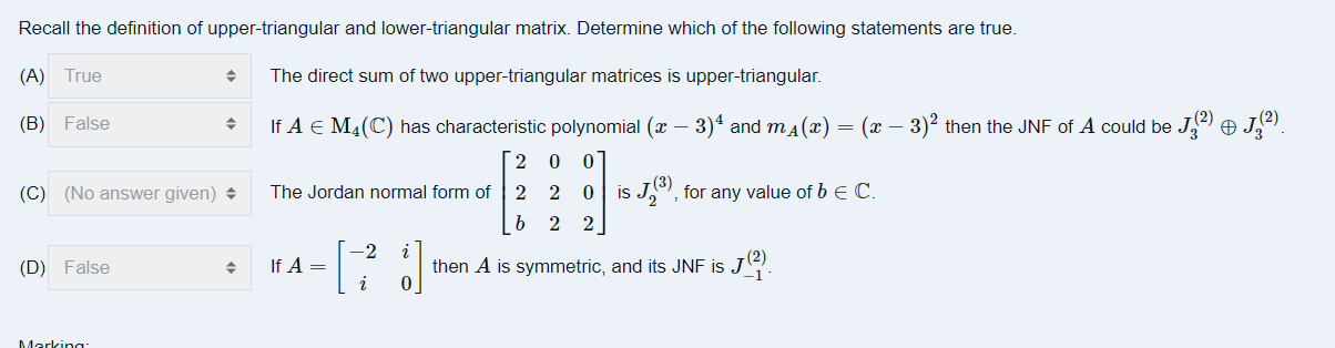 Solved Recall the definition of upper-triangular and | Chegg.com