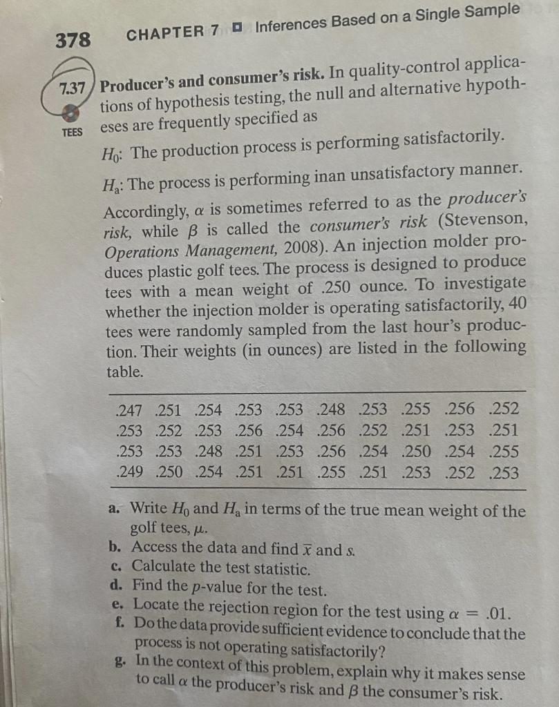 Solved 378 Chapter 7 0 Inferences Based On A Single Sample Chegg