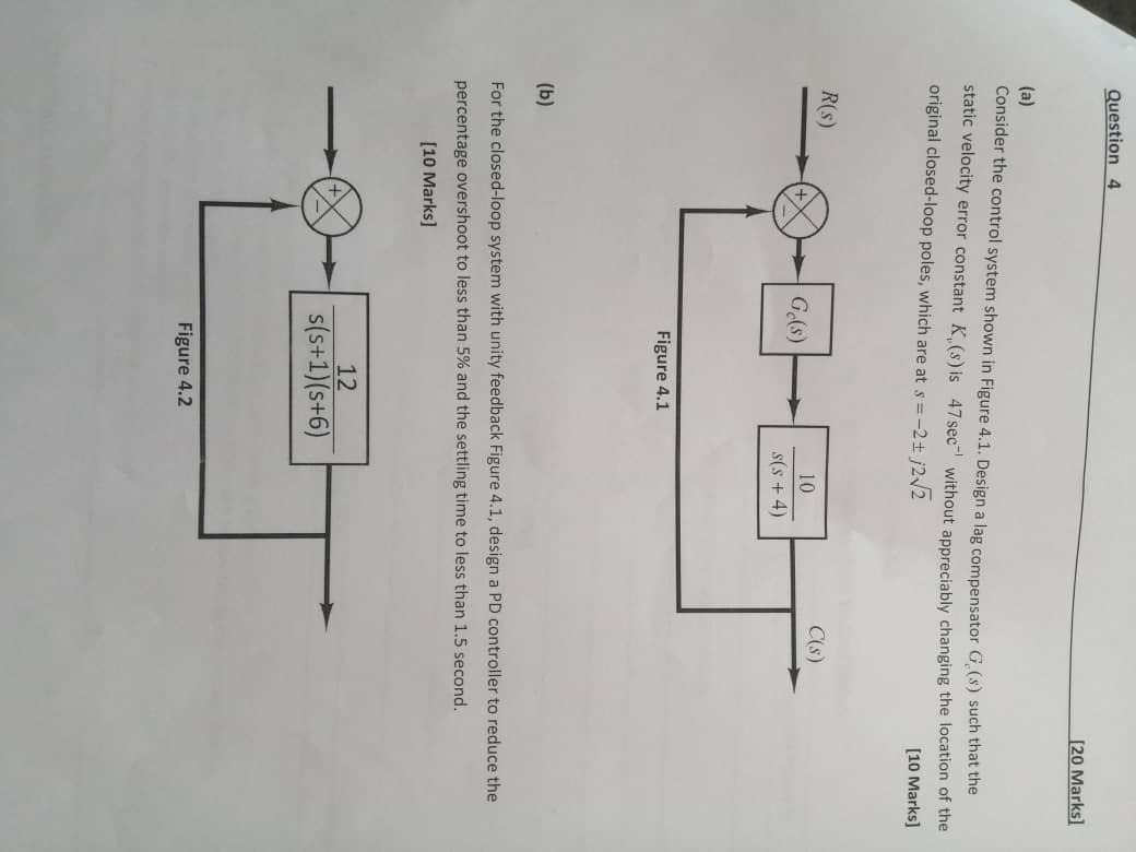 Solved Question 4 [20 Marks] (a) Consider the control system | Chegg.com
