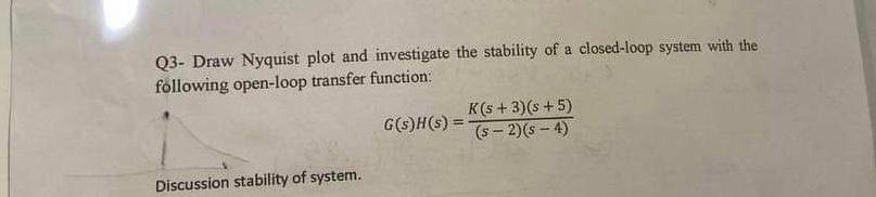 Solved Q3- Draw Nyquist plot and investigate the stability | Chegg.com