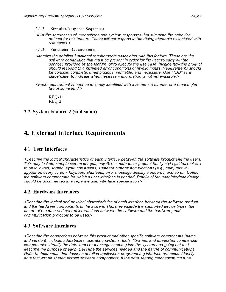 Solved Software Requirements Specification for Page 4 | Chegg.com