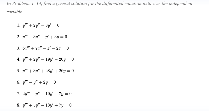Solved In Problems 1-14, find a general solution for the | Chegg.com