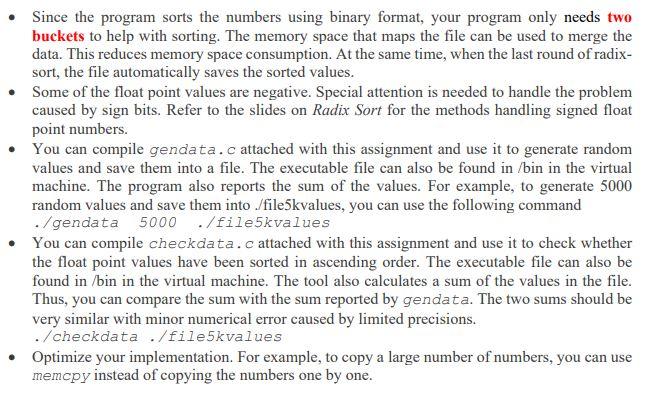 Solved Radix Sort Float Point Numbers with Memory Map | Chegg.com