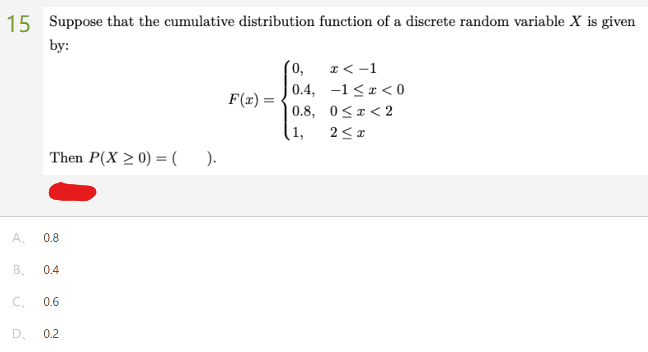 Solved 15 Suppose that the cumulative distribution function | Chegg.com