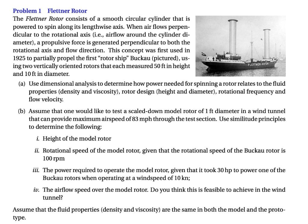 Solved FLETTNER-ROTOR Problem i Flettner Rotor The Flettner | Chegg.com