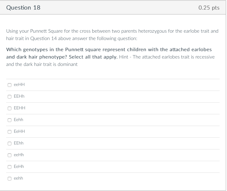 Solved In humans, the allele for free earlobes (E) is | Chegg.com