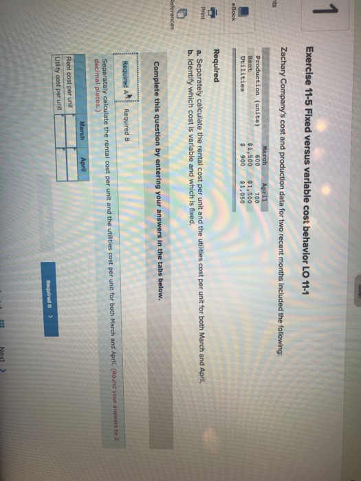 Solved Exercise 11-5 Fixed versus variable cost behavior LO | Chegg.com