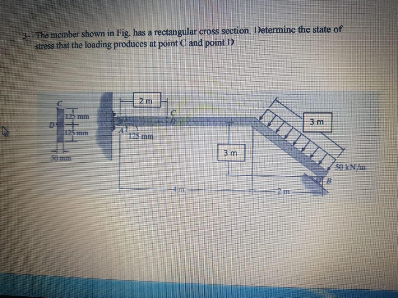 Solved 3- The member shown in Fig. has a rectangular cross | Chegg.com