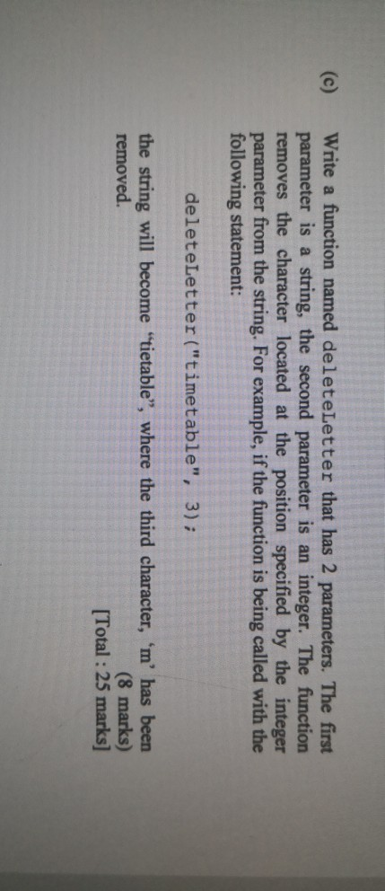 Solved Write a function named delete Letter that has 2 | Chegg.com