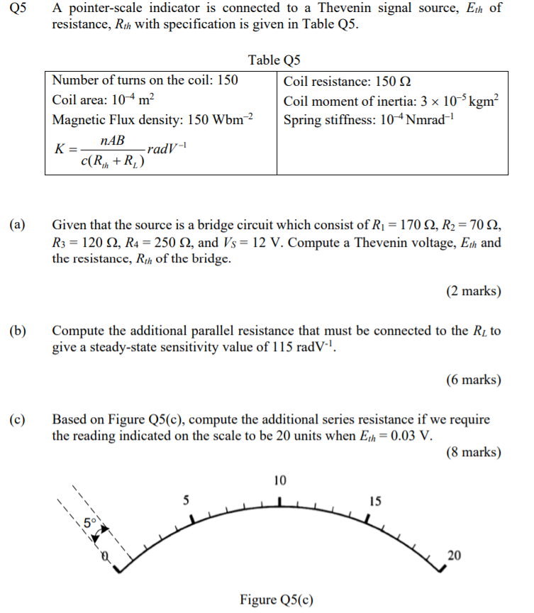 Q5 A pointer-scale indicator is connected to a | Chegg.com