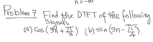 Solved n Problem 7 Find the DTFT of the following (a) Cos ( | Chegg.com