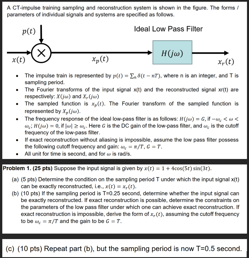 Solved Problem 1. (25 pts) ﻿Suppose the input signal is | Chegg.com