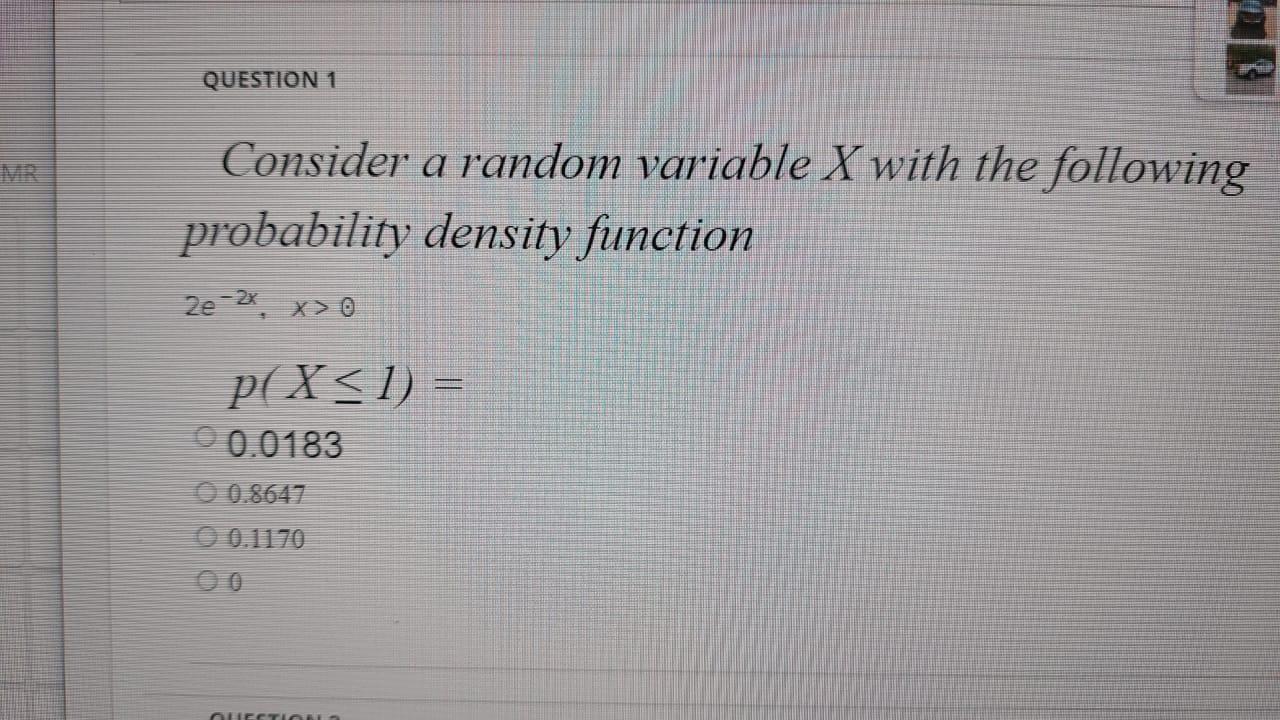 Solved Consider a random variable X with the following | Chegg.com