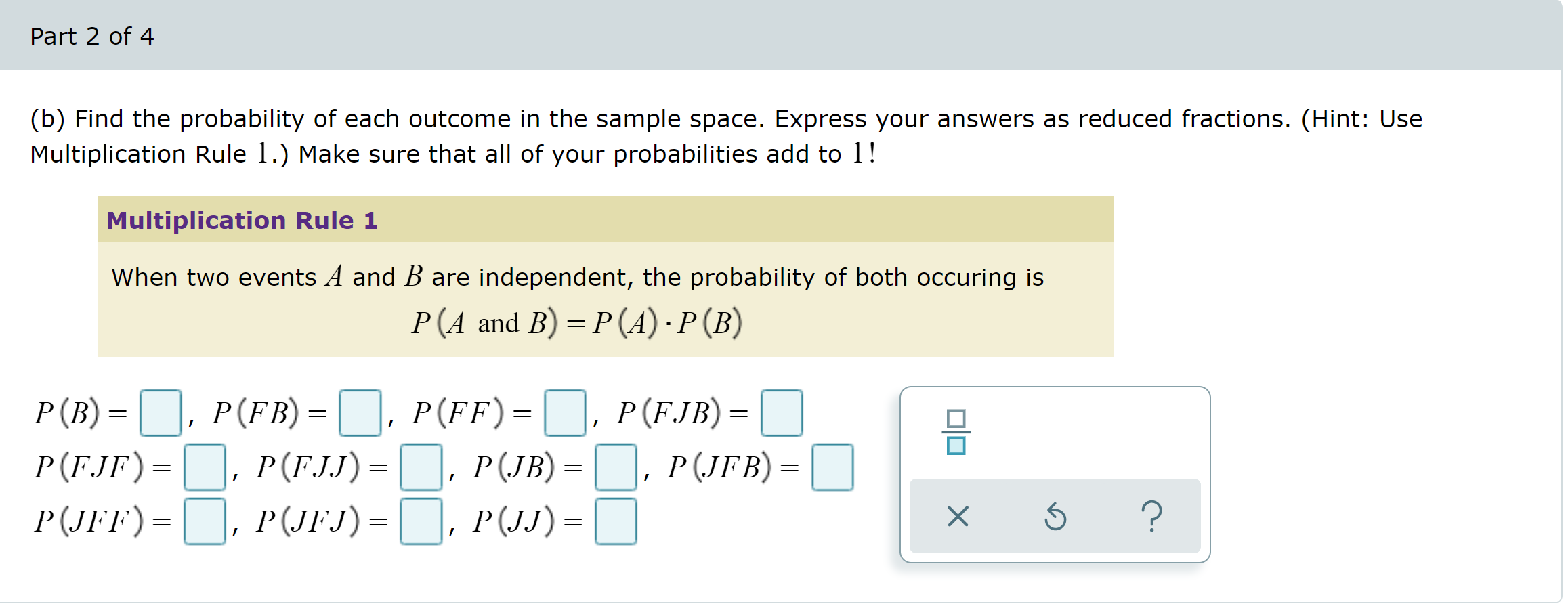 Solved (b) Find the probability of each outcome in the | Chegg.com