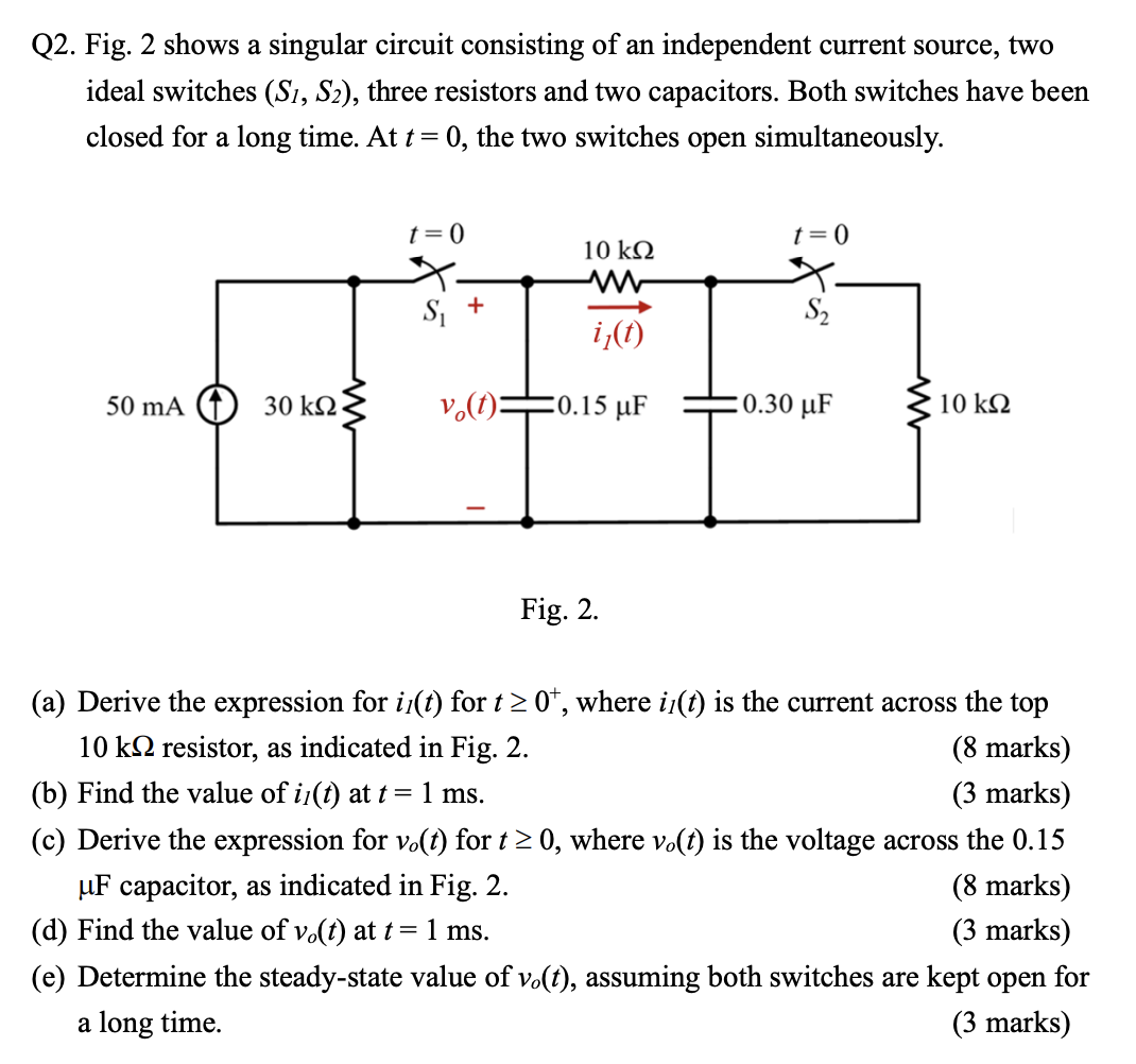 Solved Q2. ﻿Fig. 2 ﻿shows a singular circuit consisting of | Chegg.com