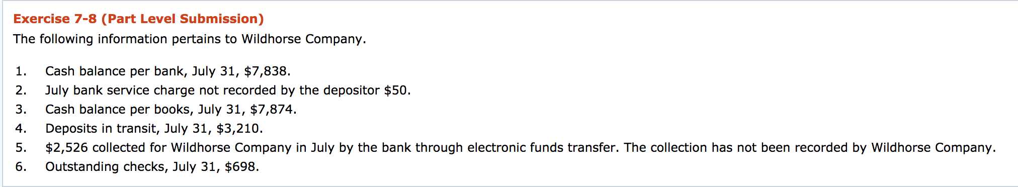 Solved Exercise 7-8 (Part Level Submission) The following | Chegg.com