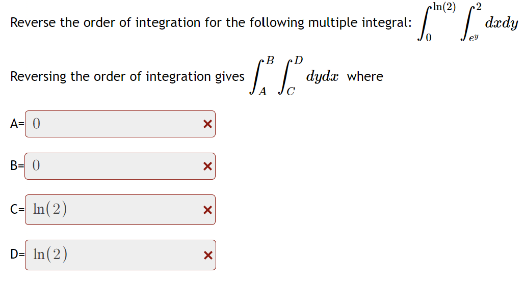 Solved Reverse the order of integration for the following | Chegg.com