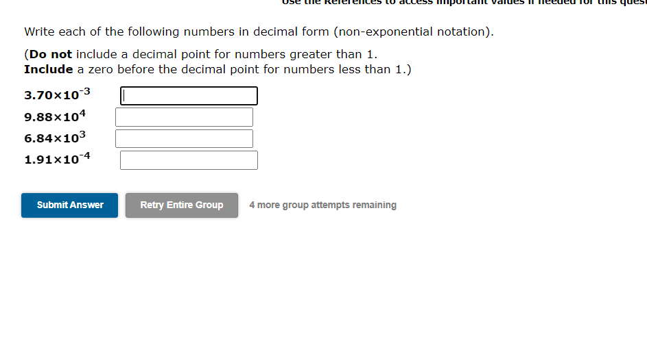 Solved Write each of the following numbers in exponential or | Chegg.com