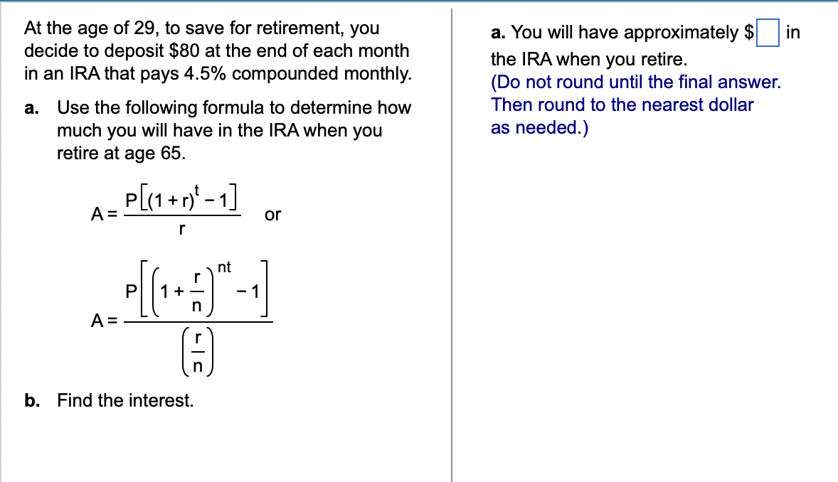 Solved b. Find the interest. | Chegg.com
