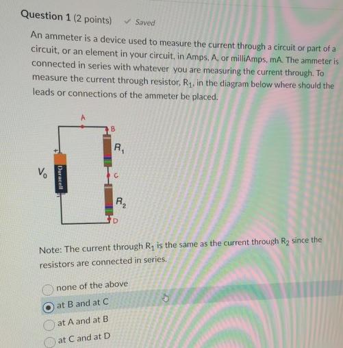Solved An ammeter is a device used to measure the current | Chegg.com
