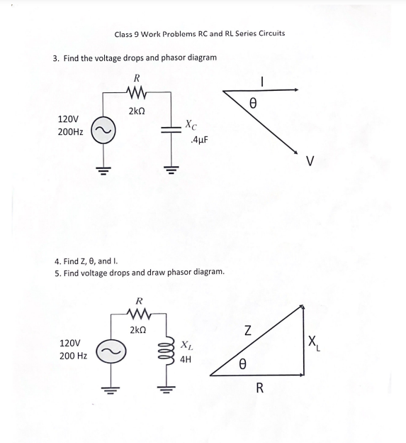 Solved Class 9 Work Problems RC and RL Series Circuits 3. | Chegg.com