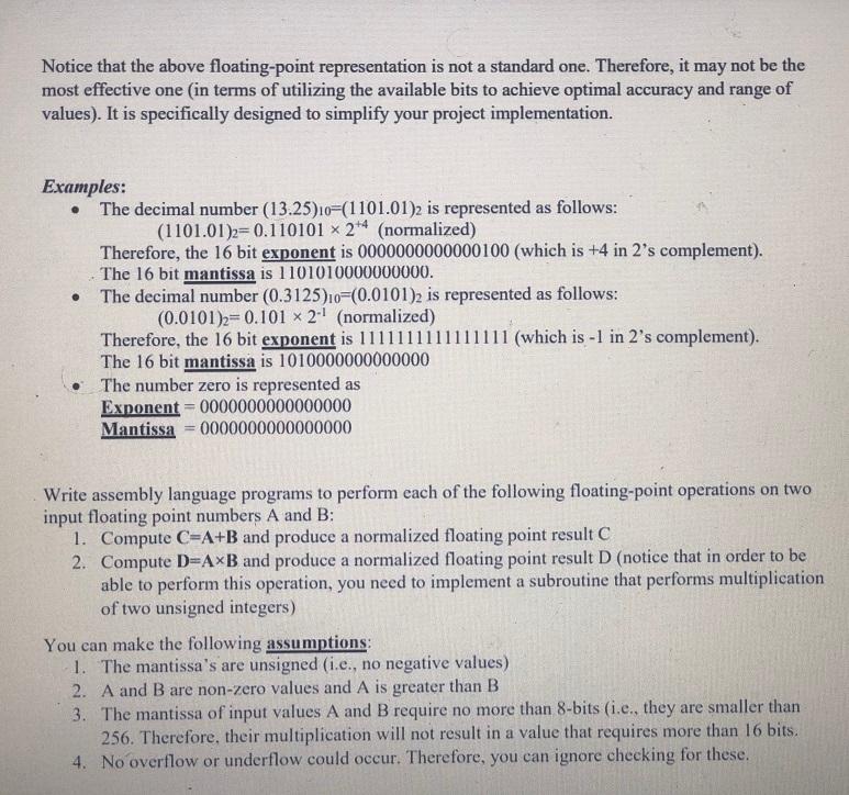 3 Project description Assume floating-point | Chegg.com