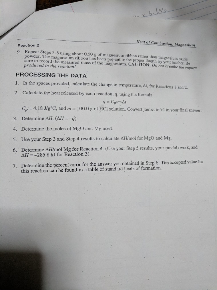 Solved Experiment 19 to DATA AND CALCULATIONS Reaction 1 | Chegg.com