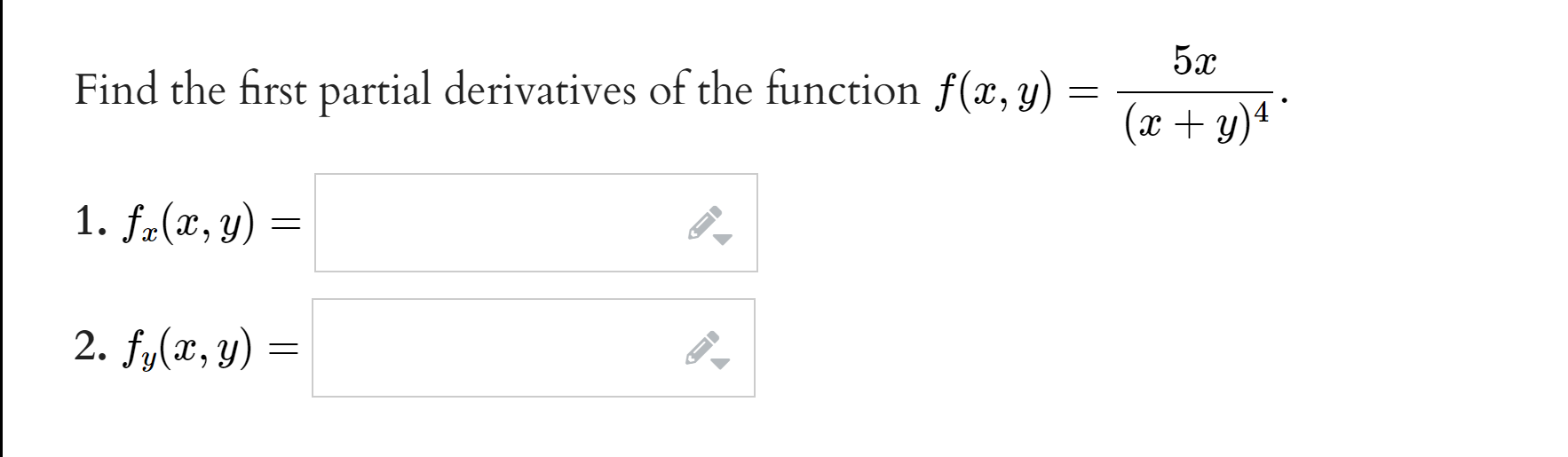 Solved Find the first partial derivatives of the function | Chegg.com