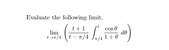 Solved Evaluate the following limit. | Chegg.com