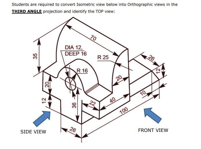 Solved Students are required to convert Isometric view below | Chegg.com
