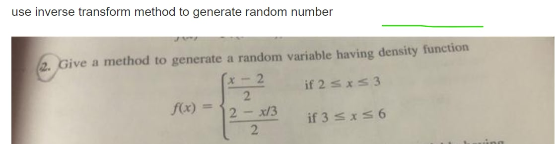 Solved use inverse transform method to generate random | Chegg.com