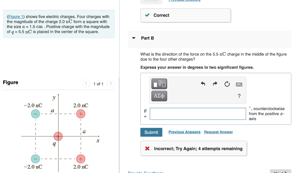 Solved What is the direction of the force on the 5.5 nCnC | Chegg.com