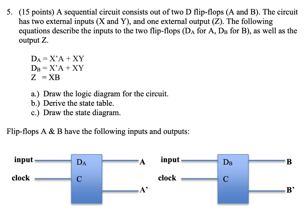 Solved 5. (15 points) A sequential circuit consists out of | Chegg.com