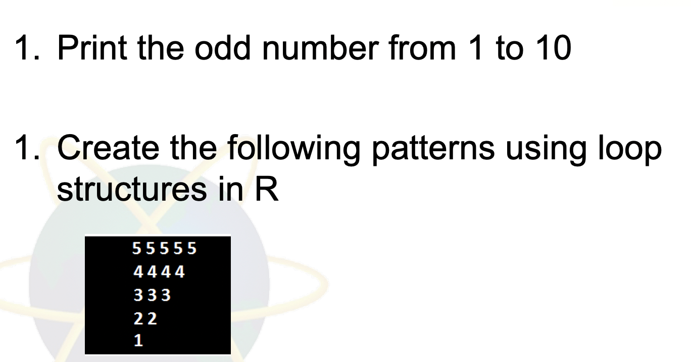 Solved 1. Print the odd number from 1 to 10 1. Create the | Chegg.com