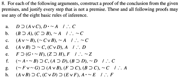 8. For each of the following arguments, construct a | Chegg.com