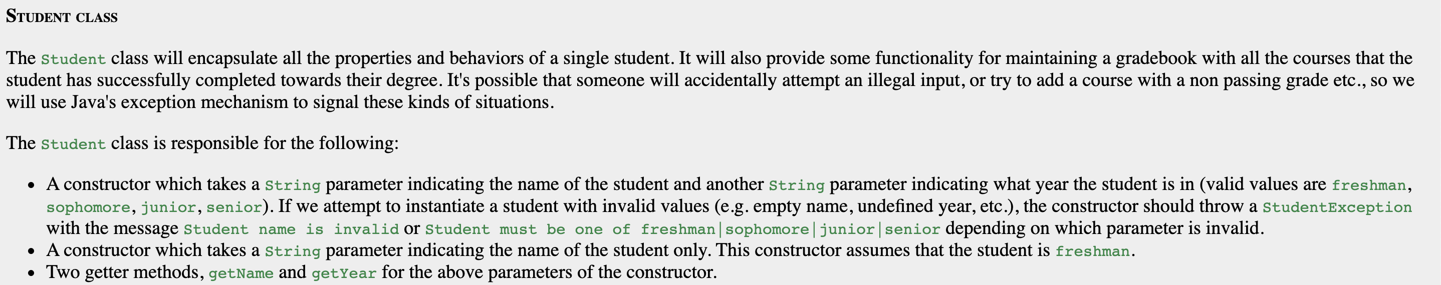 Solved STUDENTEXCEPTION CLASS Making an exception class is | Chegg.com