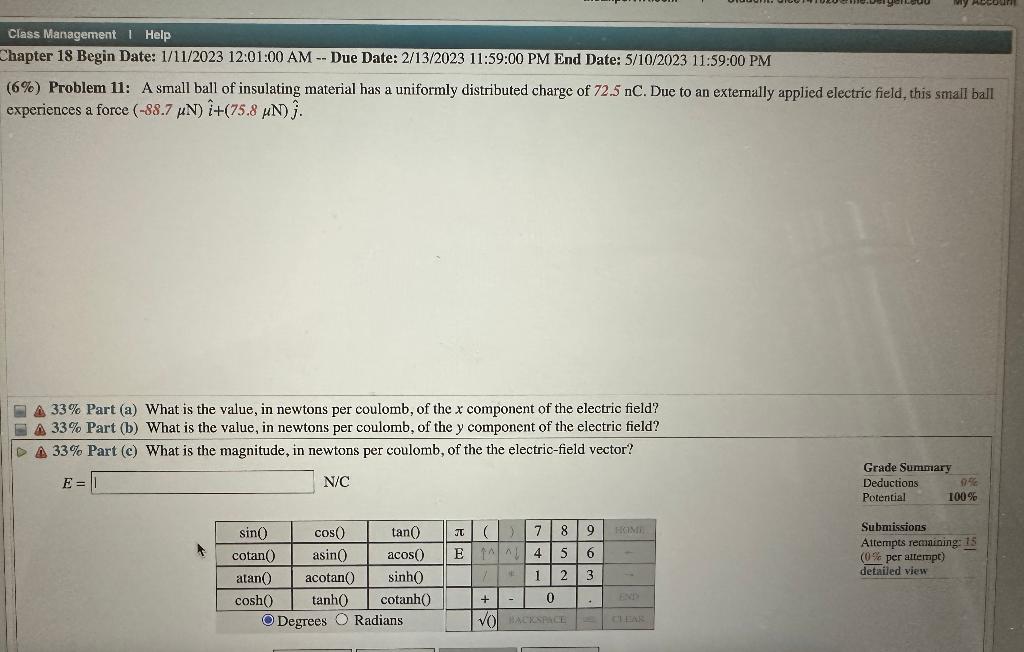Solved (6\%) Problem 11: A small ball of insulating material | Chegg.com
