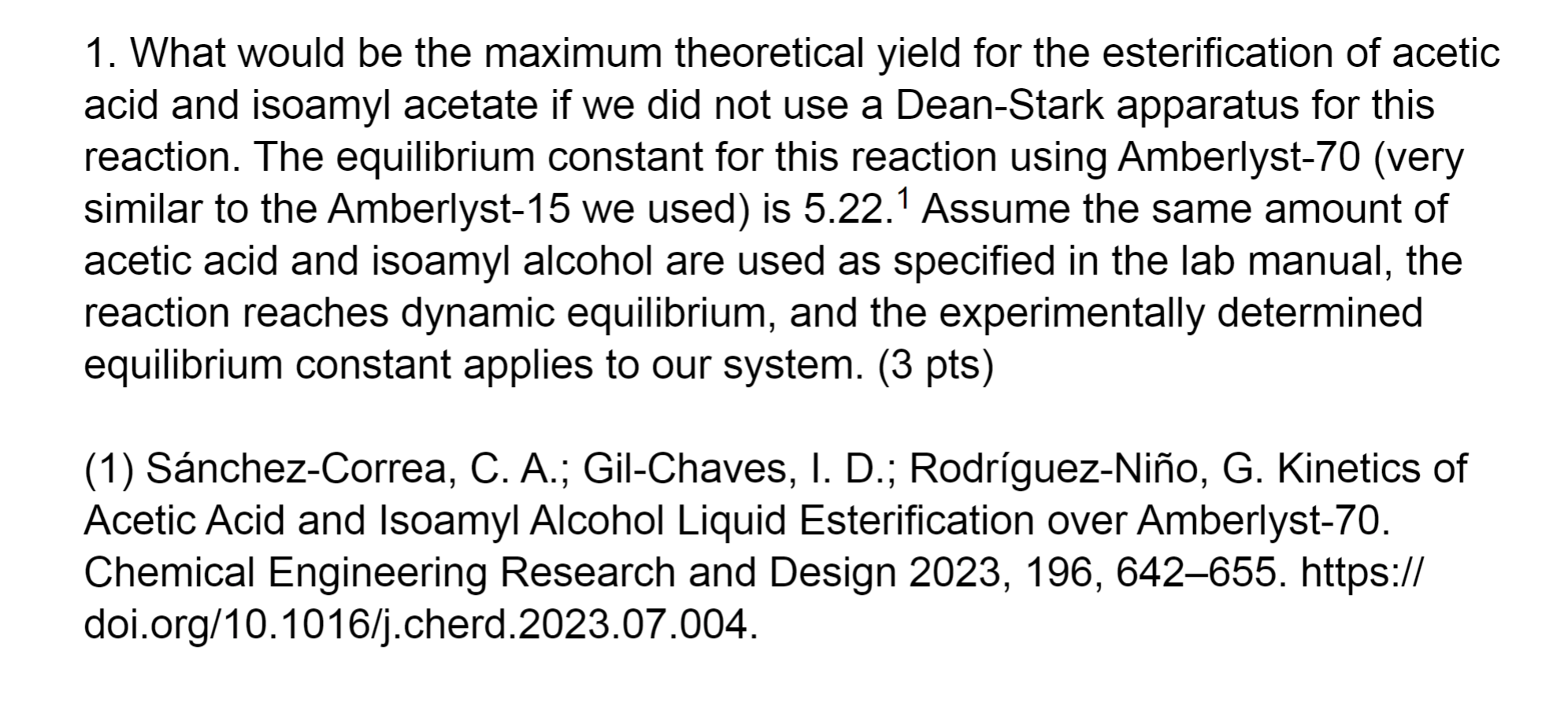 Solved **Lab manual quantities of acetic acid and isoamyl | Chegg.com