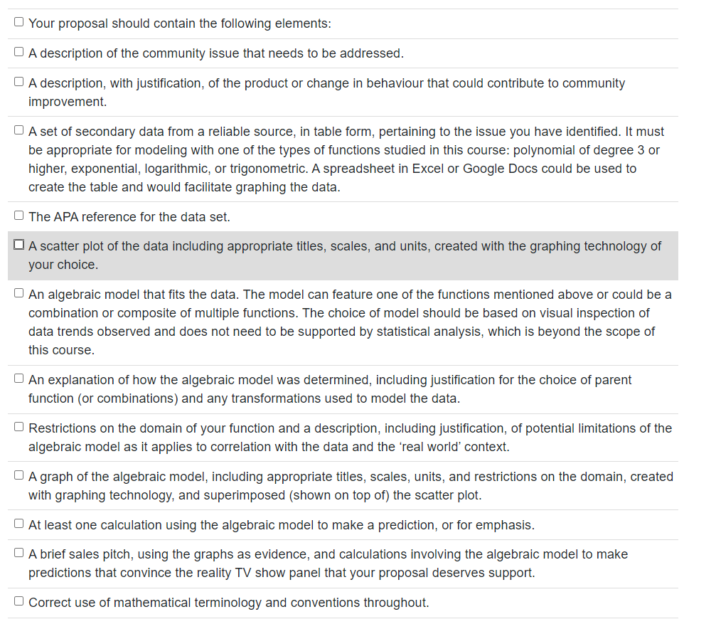 Solved The function used to create your algebraic model must | Chegg.com